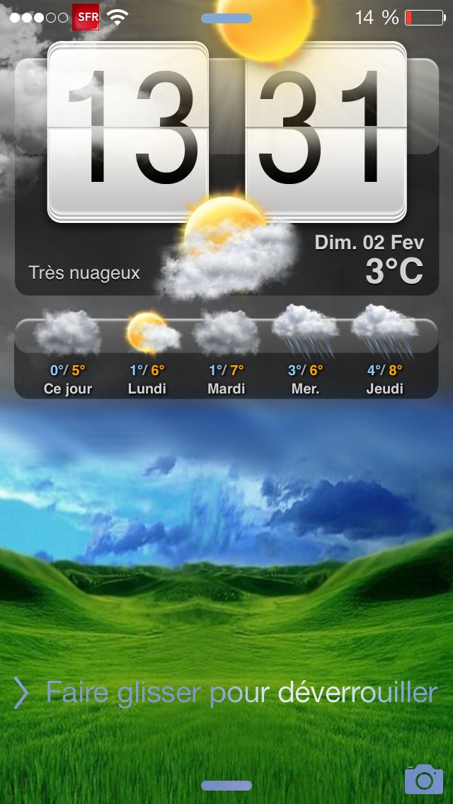 Météo HTC Weather animée pour le lockscreen compatible iOS 7 iPhone 5S